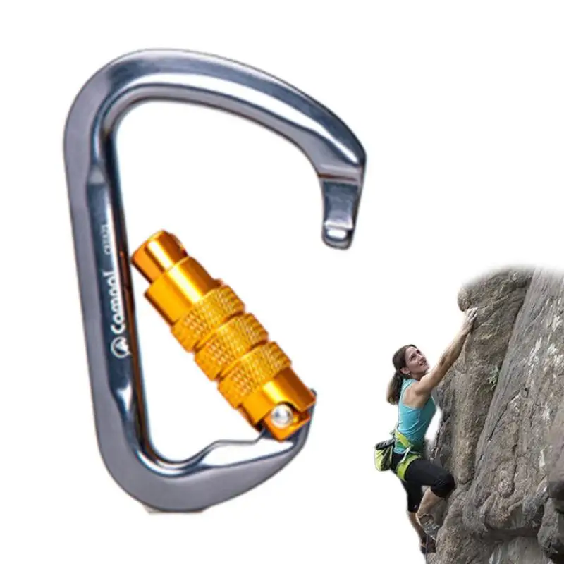Rock-Climbing-Locking-Carabiner-Heavy-Duty-Carabiners-Clips-D-Shaped ...