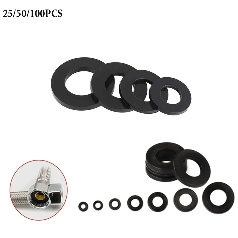 25pcs-50pcs-100pcs-Form-A-Flat-Black-Thick-Neoprene-Rubber-Washers-M3 ...