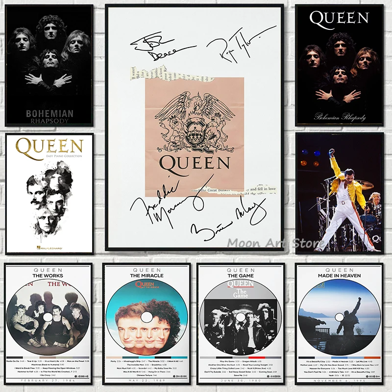 Queen-Rock-Band-Music-Poster-Freddie-Mercury-Vintage-Canvas-Painting-HD ...
