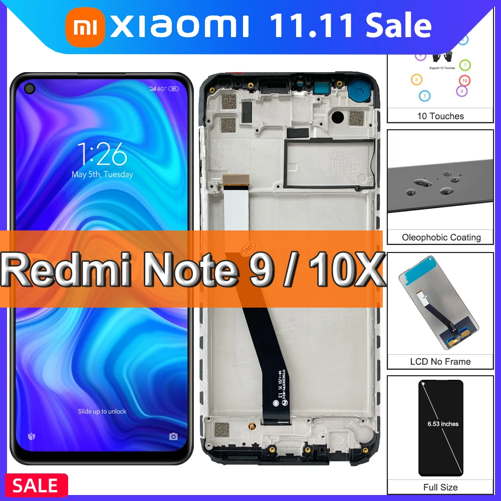 6.53" Original Xiaomi Redmi Note 9 LCD Display Touch Screen, For Redmi ...