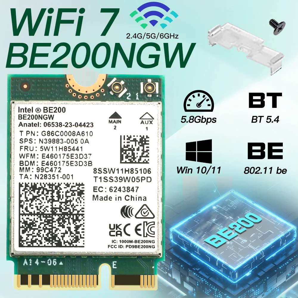 New-WiFi-7-Intel-BE200-Wireless-Wifi-Card-Bluetooth-5-4-Tri-Band-2-4G ...