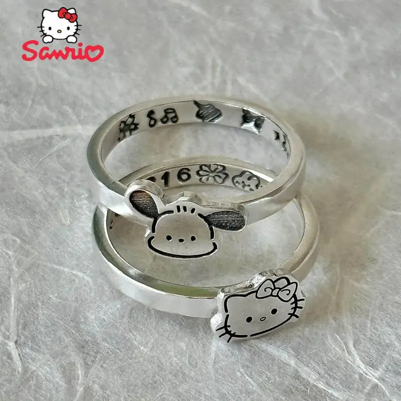 Sanrio-Anillo de plata 925 de Hello Kitty Pochacco, apertura ajustable ...