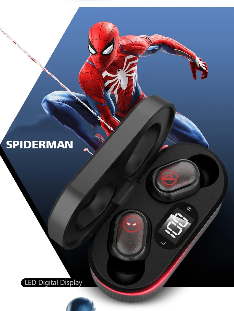 Original Disney BTMV09 TWS Bluetooth 5.0 Wireless Earphones Spider-Man ...