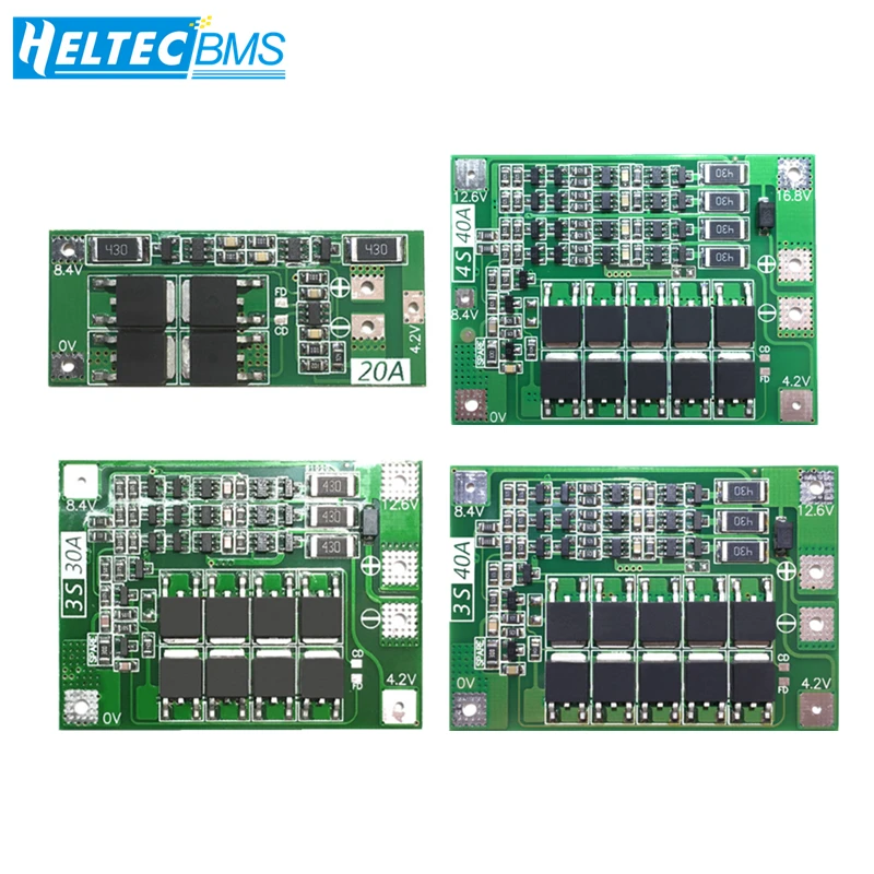 2S/3S/4S 20A 30A 40A 60A BMS With Balance 18650 BMS Lifepo4 Lithium ...