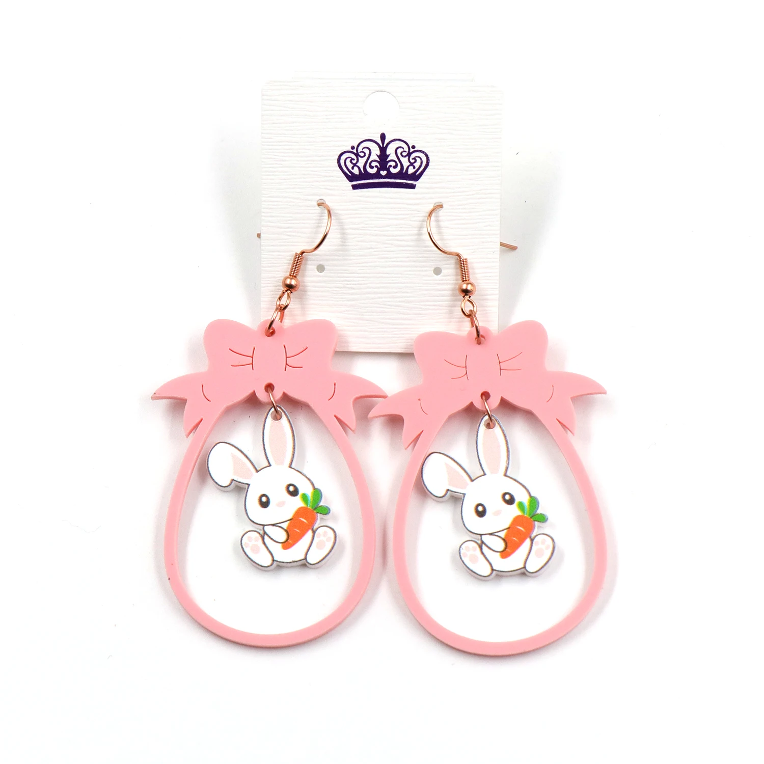 Holiday Statements Earrings Easter Jewelry For Women Pink Bunny Acrylic ...