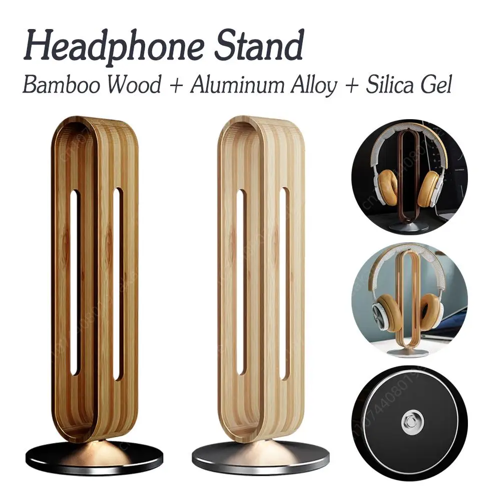Bamboo-Wood-Headphone-Stand-Gaming-Headset-Bracket-Holder-Stand-Display ...