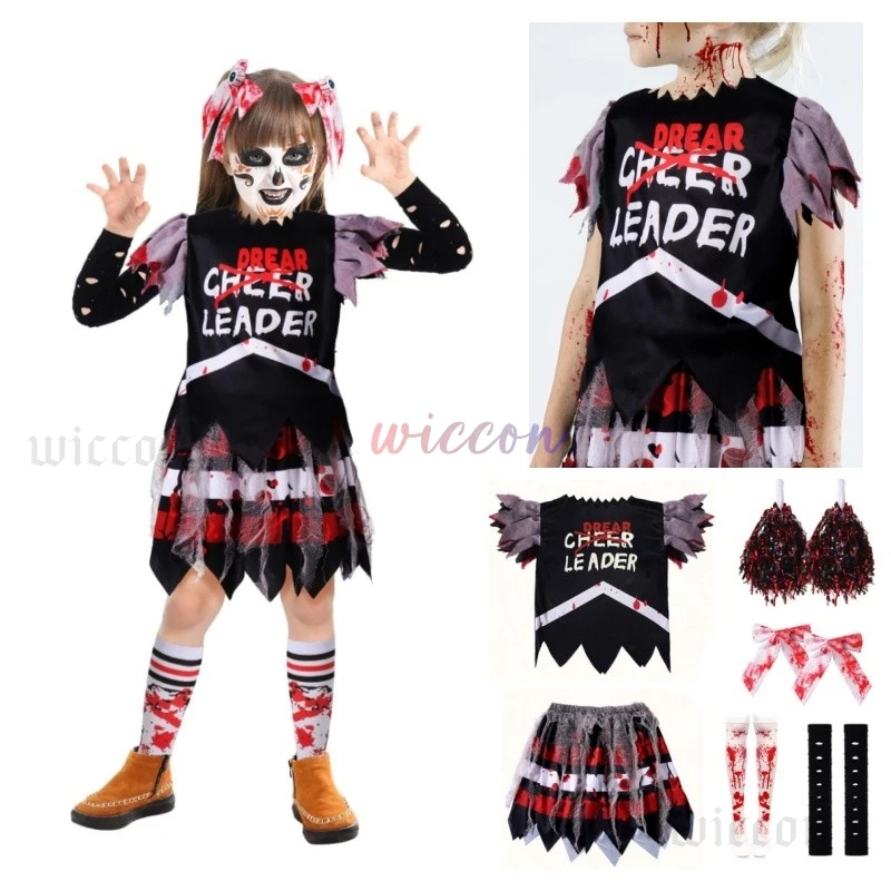 Halloween Horror Cheerleading Uniform Scary Blood Stains Kids Safe ...