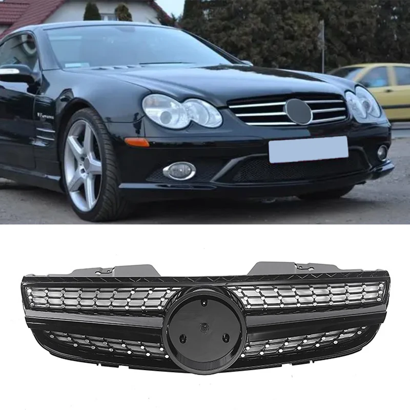 Front Racing Grill Facelift Diamond Grilles Upper Grille For Mercedes ...