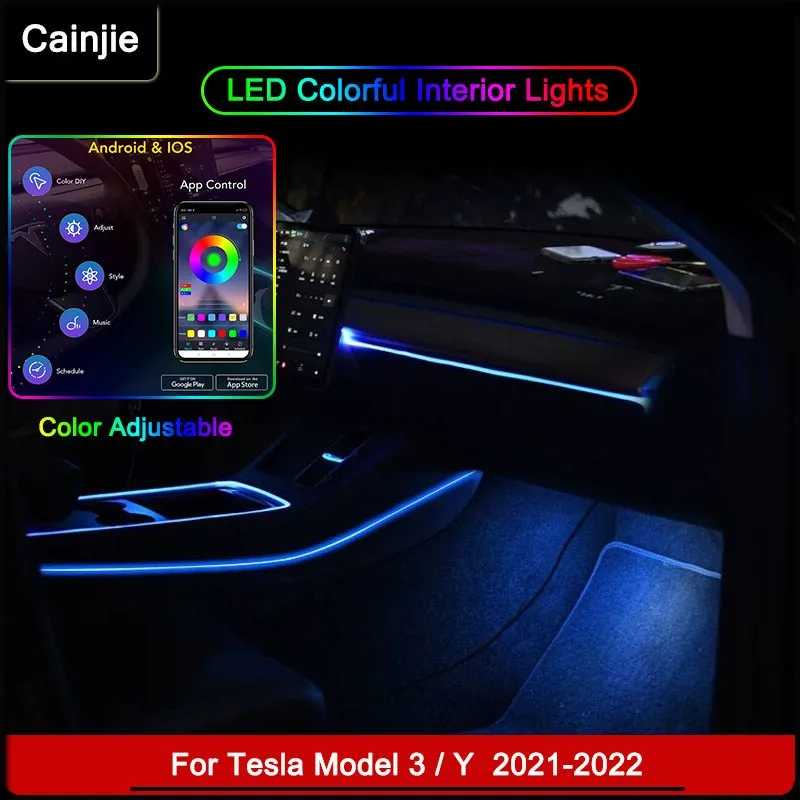 New-Tesla-RGB-Ambient-Lamp-For-Model-3-Y-2021-2022Interior-Refit ...