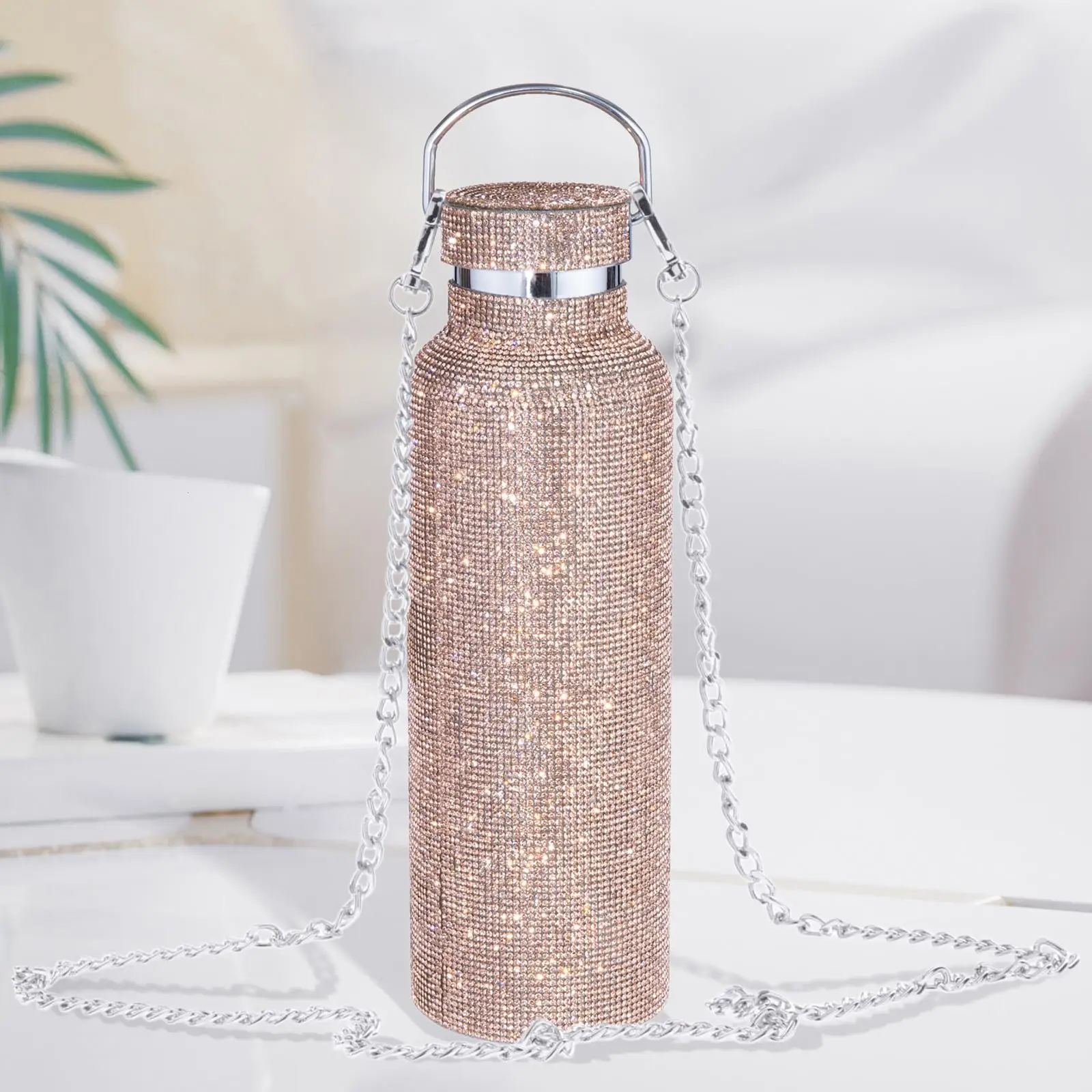 Creative-Diamond-Water-Bottle-with-Chain-500ml-17oz-Refillable ...