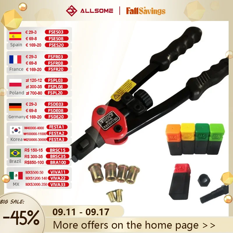 ALLSOME-BT-606-RIVET-NUT-TOOL-Hand-Blind-Riveter-Hand-Riveter-Rivet-Gun ...