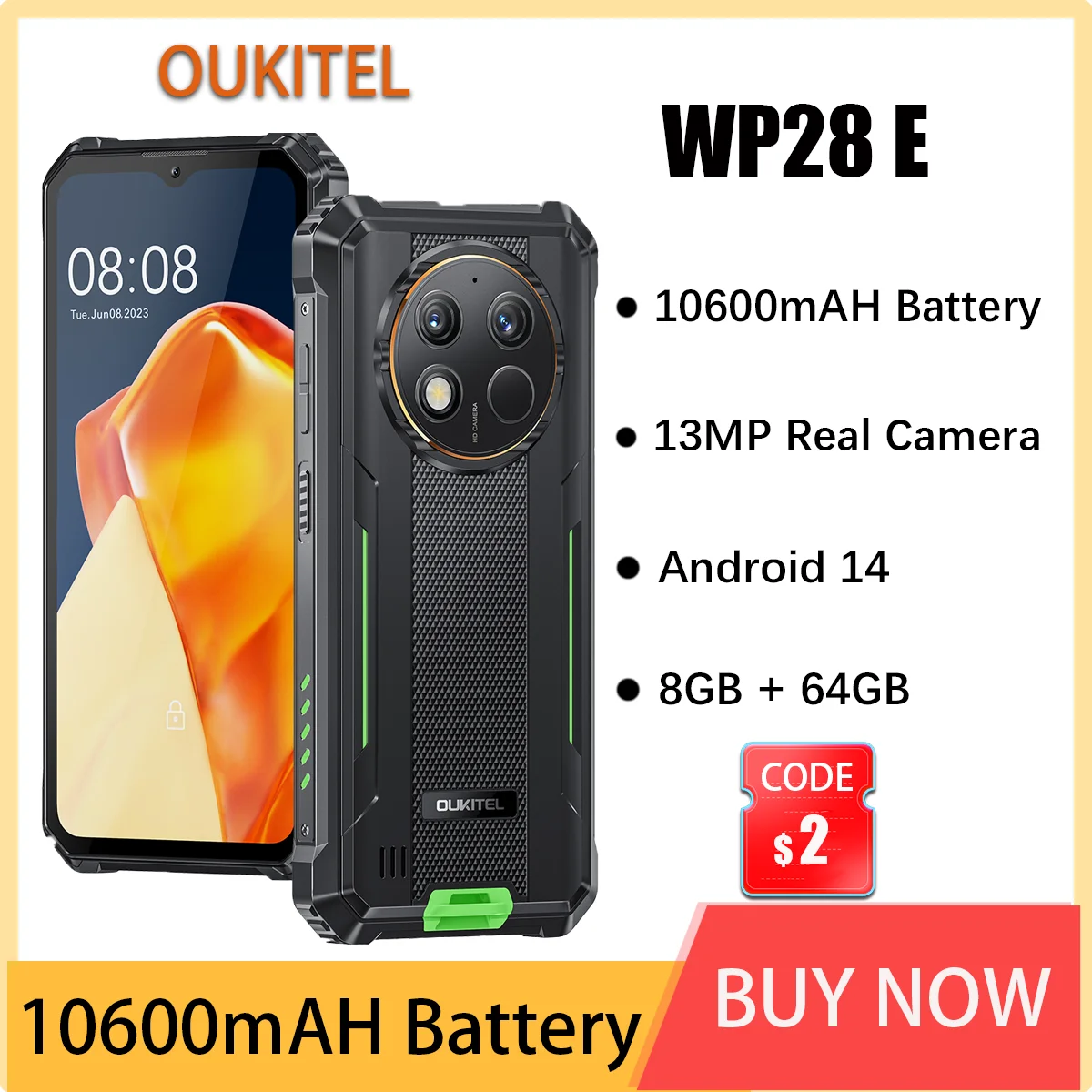 Oukitel-WP28-E-Rugged-Cell-Phone-6-52-inch-HD-Display-10600mAH ...