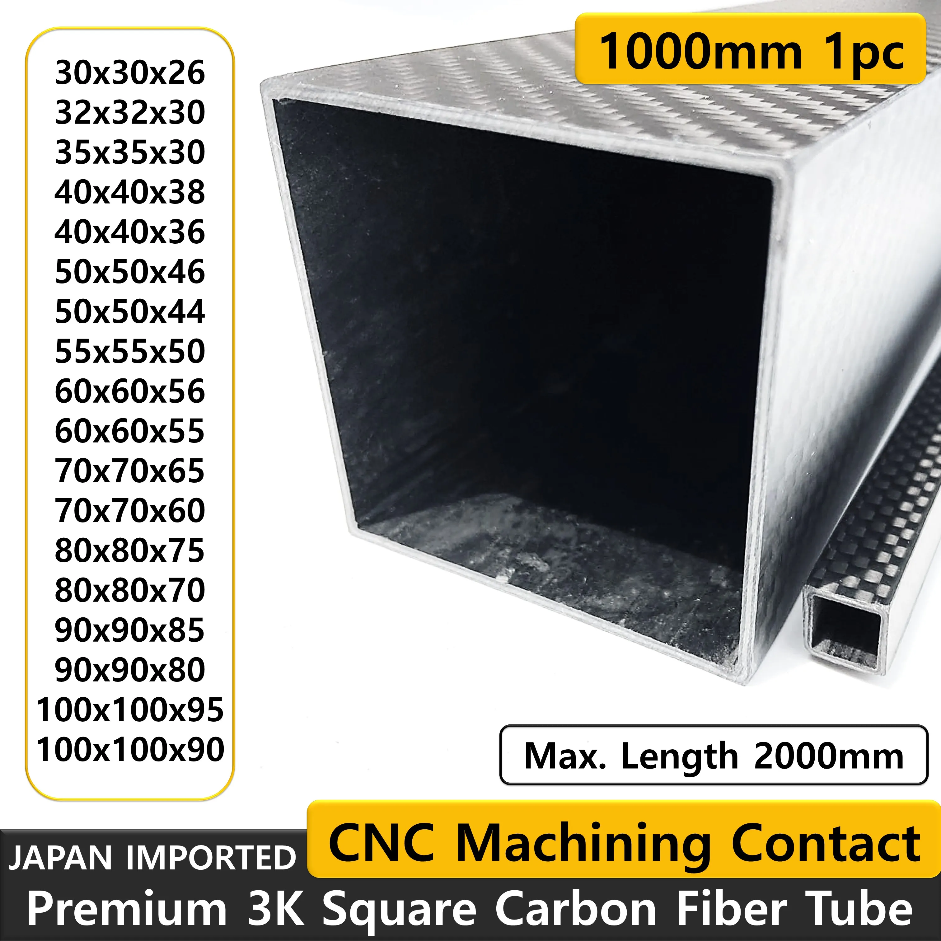 1Pc-Rectangle-3K-Full-Carbon-Fiber-Square-Tube-Twill-Matte-High ...