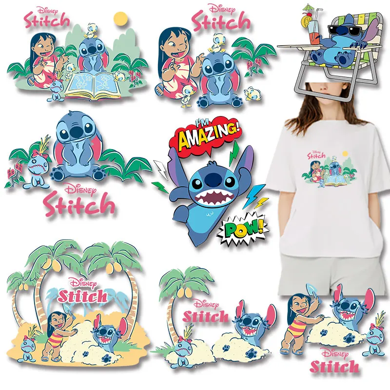 Stitch Disney Cartoon characters Iron-on Transfers Washable DIY ...