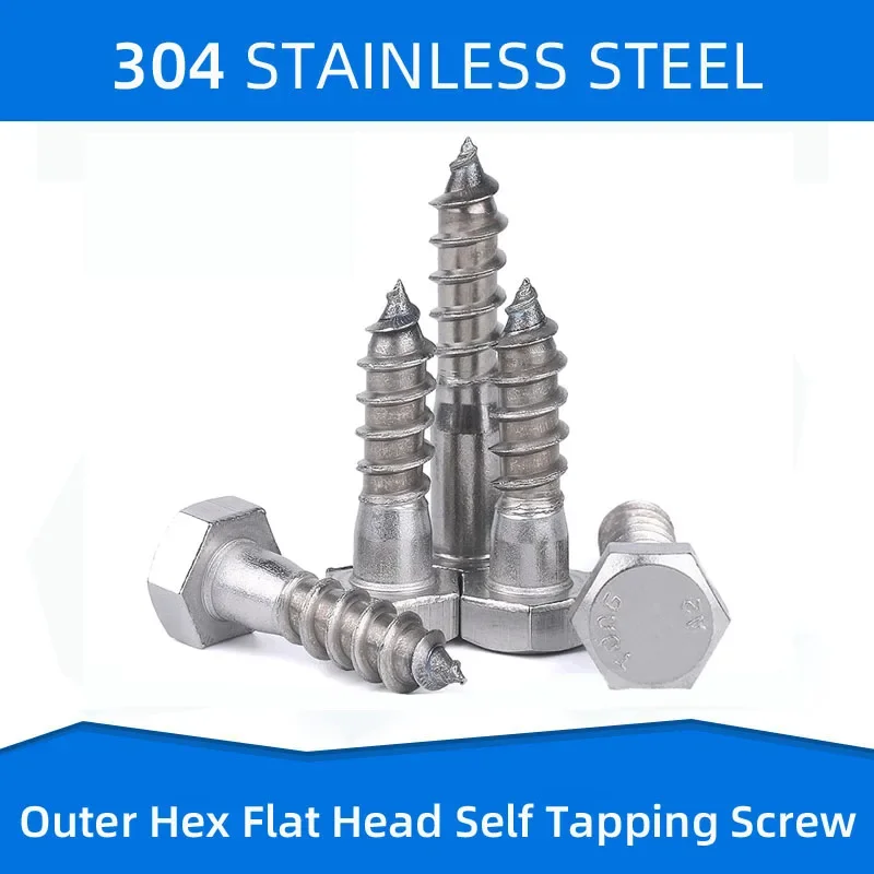 304-Outer-Hex-Screw-Stainless-Steel-Self-Tapping-Screws-Hexagonal-Head ...