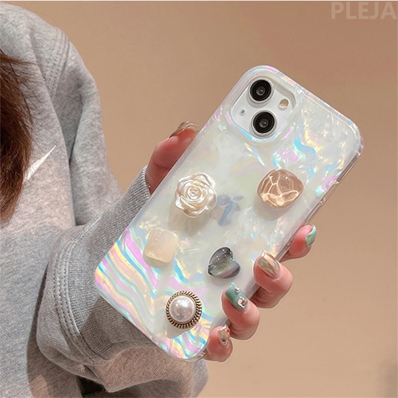 Luxury-Shiny-Shell-Pattern-3D-Pearl-Gemstone-Phone-Case-for-Apple ...