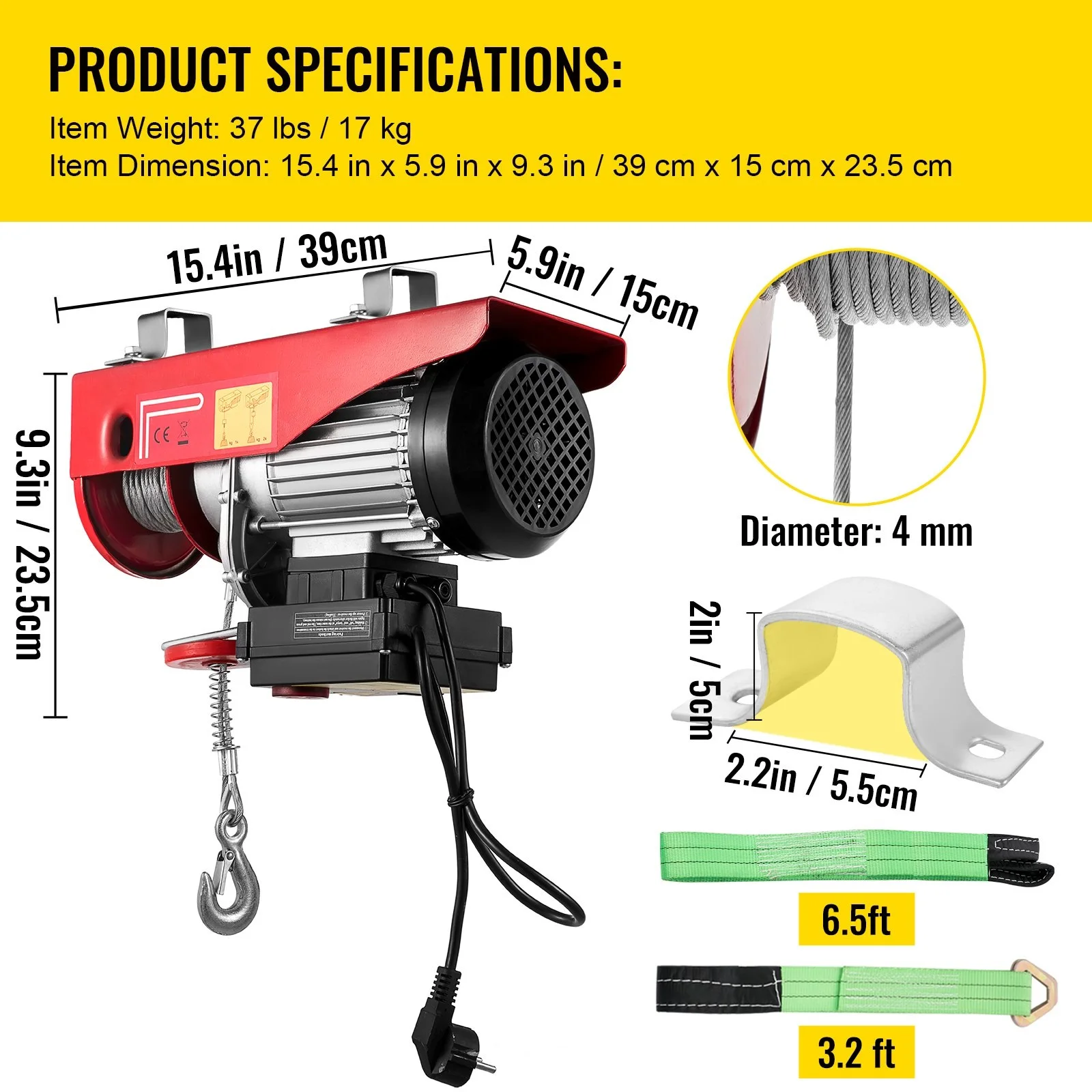 220V/110V Electric Hoist With Wireless Remote Control 12 m/minElectric ...