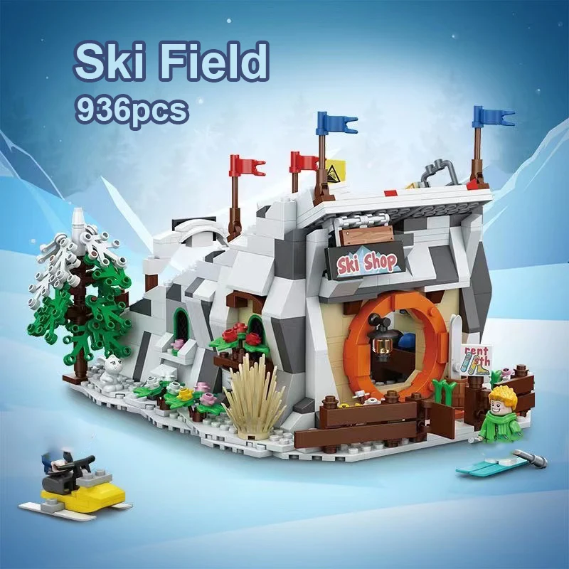 Winter Ski Resort Building Blocks Snowgear Shop Snowmobile Toys City ...
