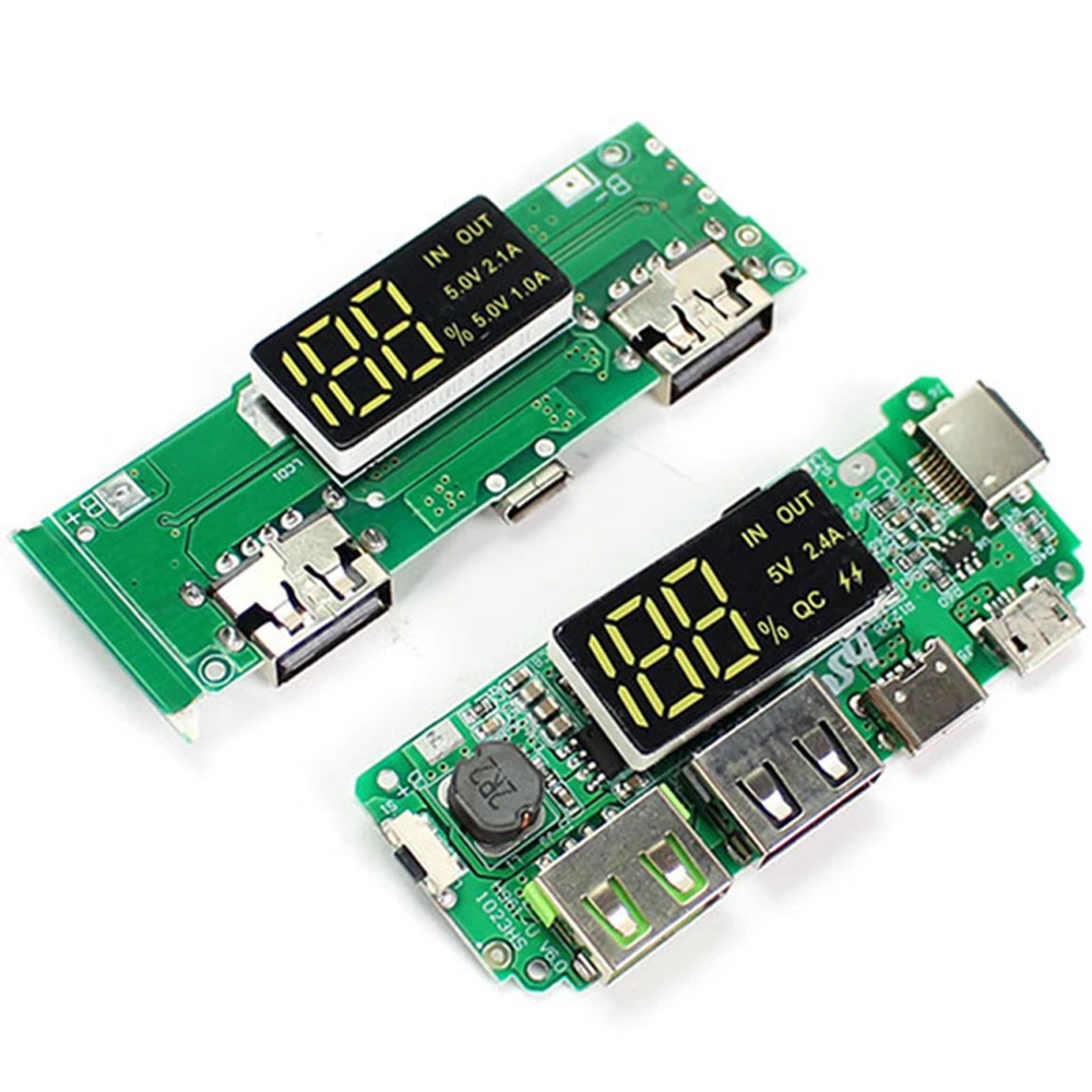 듀얼 USB 5V 2.4A 마이크로/유형 C USB 휴대 보조베터리 18650 충전 리튬 배터리 충전기 회로 보호| | - AliExpress