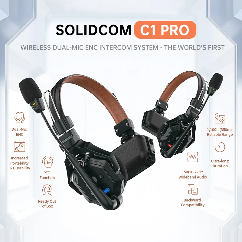 Hollyland Solidcom C1 Pro Wireless Intercom Communication Headset with ...