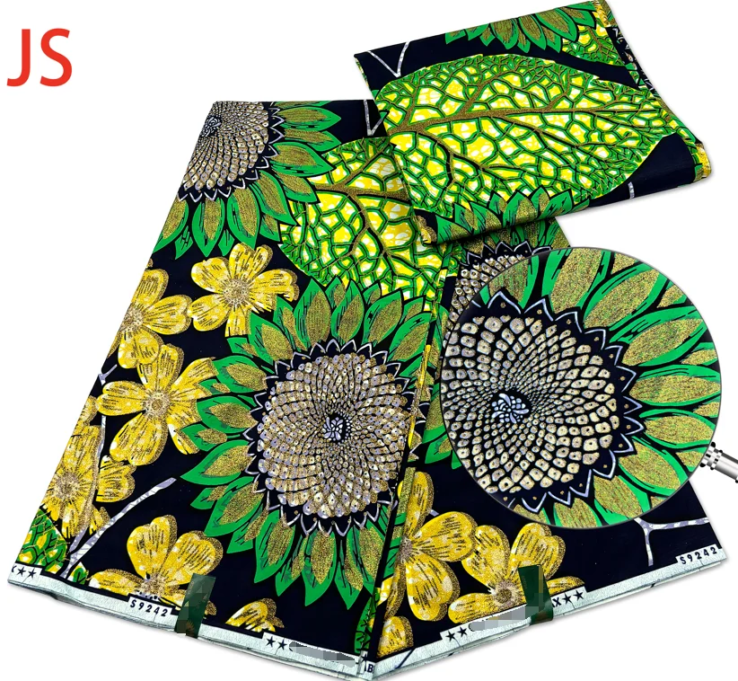2024-Real-Cotton-Veritable-Grand-Super-African-Wax-Golden-Print-Fabric ...