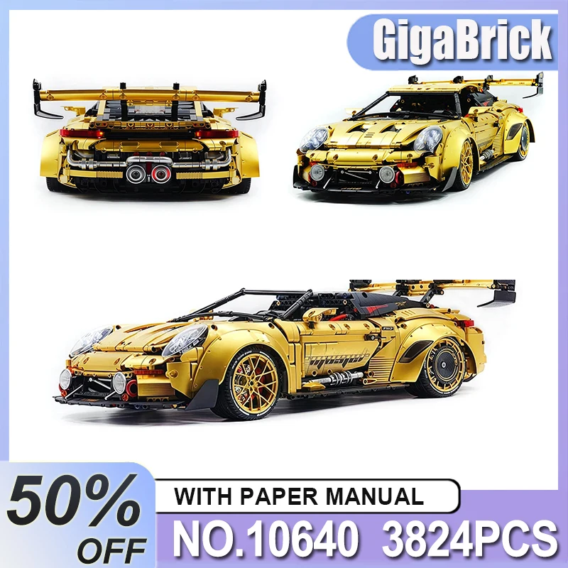 IN STOCK GULY 10640 1:8 Golden SportsCar Hypercar Model Building Blocks ...