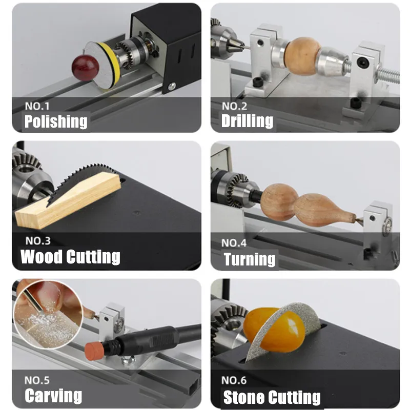 Mini Lathe Beads Polisher Machine Diy CNC Carving Turning Machining for Table Woodworking Wood DIY Tool Lathe Standard Set AliExpress