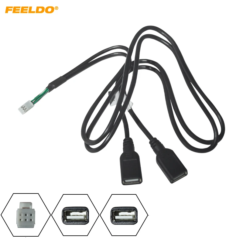 FEELDO-Car-Audio-Input-Media-Data-USB-2-0-Plug-Wire-6Pin-USB-Adapter ...