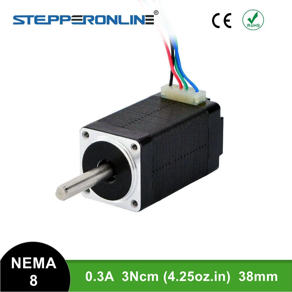 Nema 8 Stepper Motor 4 lead 3Ncm(4.25oz.in) 0.3A 38mm Length 12V for ...