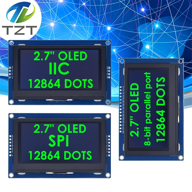 2.7 Inch OLED LCD display 128x64 drives SSD1327 IIC / SPI / 8-bit ...