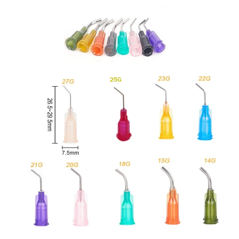 25Pcs of precision liquid dispenser syringe needle 14G 15G 18G 20G 21G ...