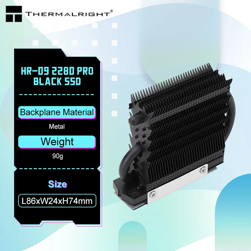 Thermalright HR-09 2280 PRO Black M.2 Solid State Drive AGHP Heat Pipe ...