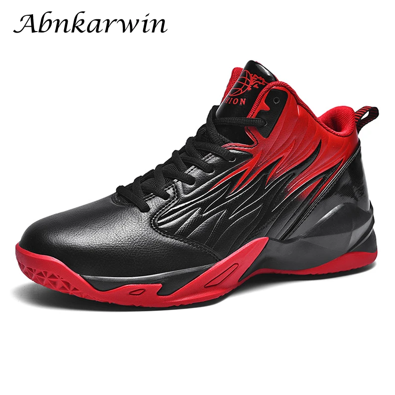 Mens-Leather-High-Top-Basketball-Shoes-Men-Anti-Slip-Basketball ...