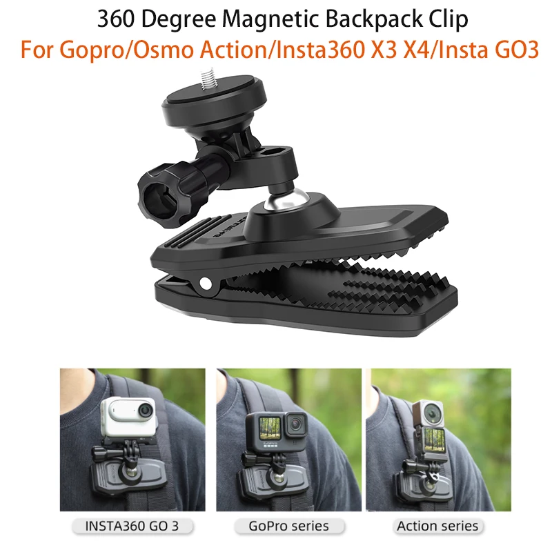 360-Degree-Rotation-Magnetic-Backpack-Clip-Clamp-Mount-for-GoPro-12 ...