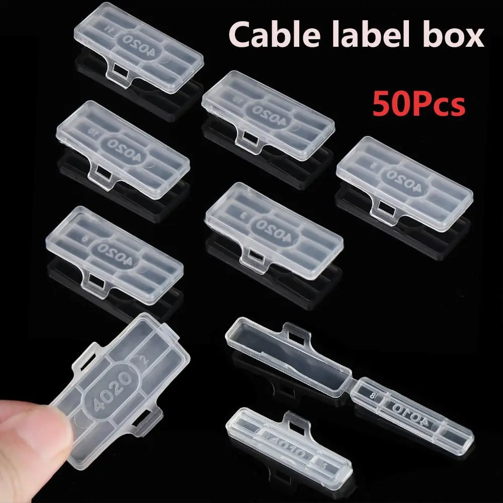 50PCS Waterproof Transparent Cable Sign Cards Label Display ...