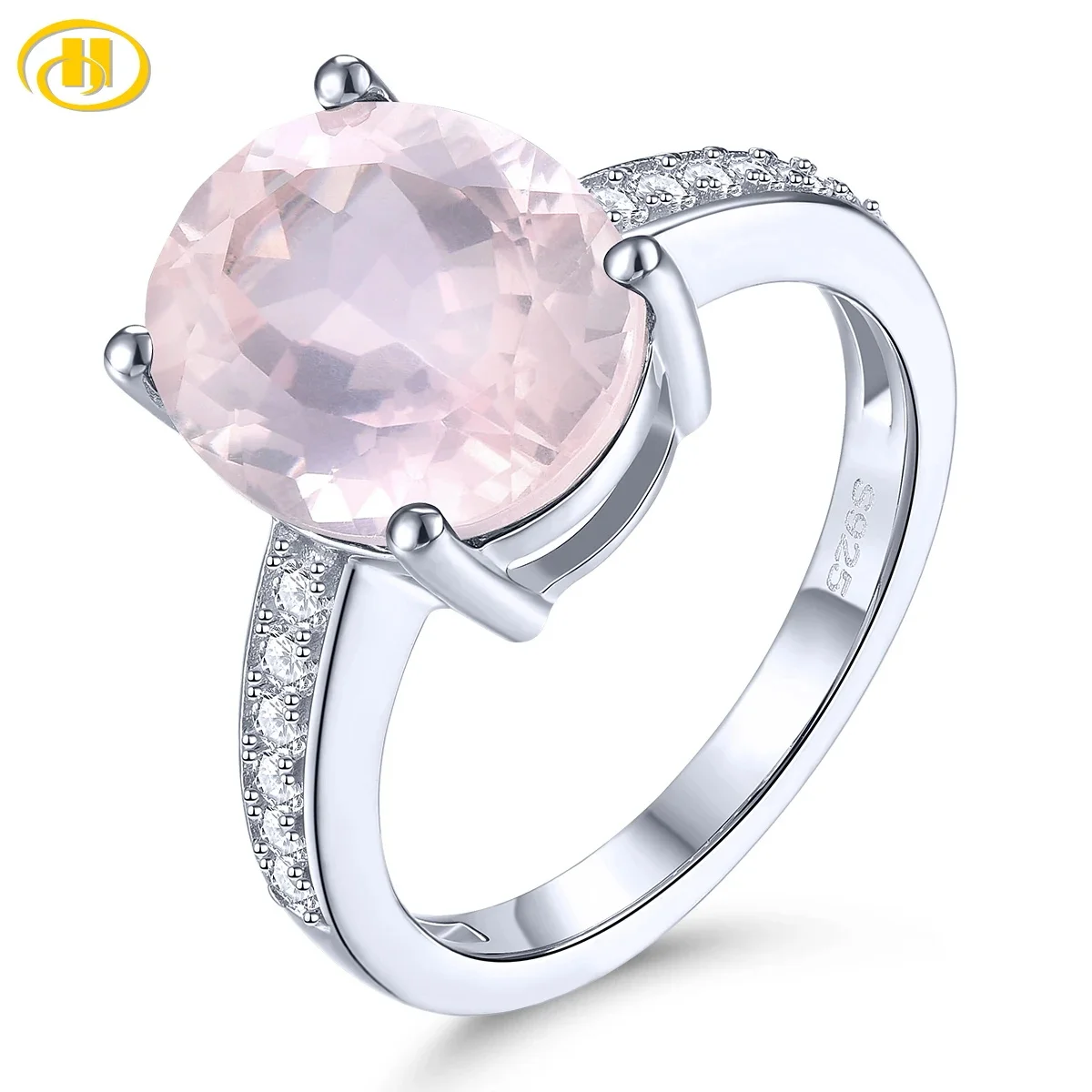 Natural Rose Quarts Sterling Silver Ring 4.2 Carats Genuine Gemstone ...