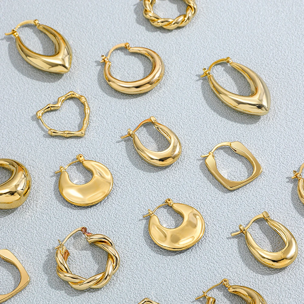 Classic Retro 18K Gold Plated Huggie Earring Geometric Ear Buckle ...