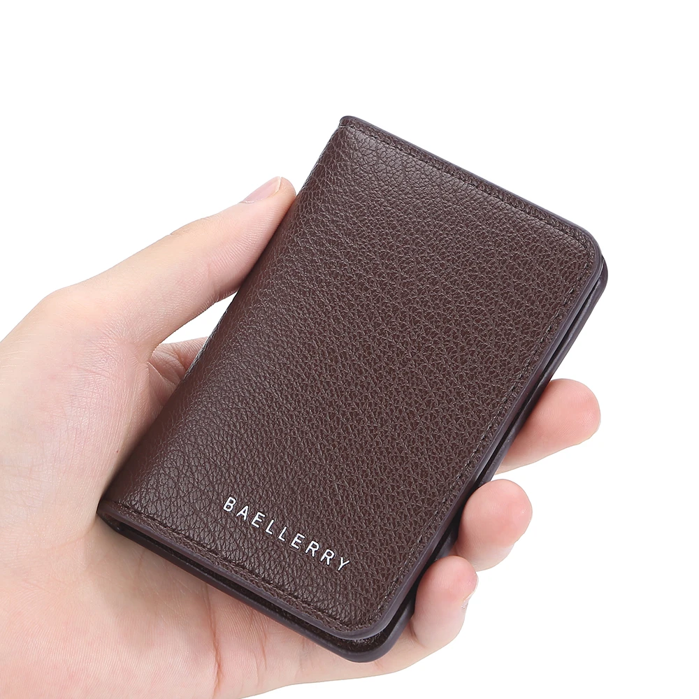 Baellerry Men's Leather Card Wallet Minimalist Small Thin Purse Soft ...