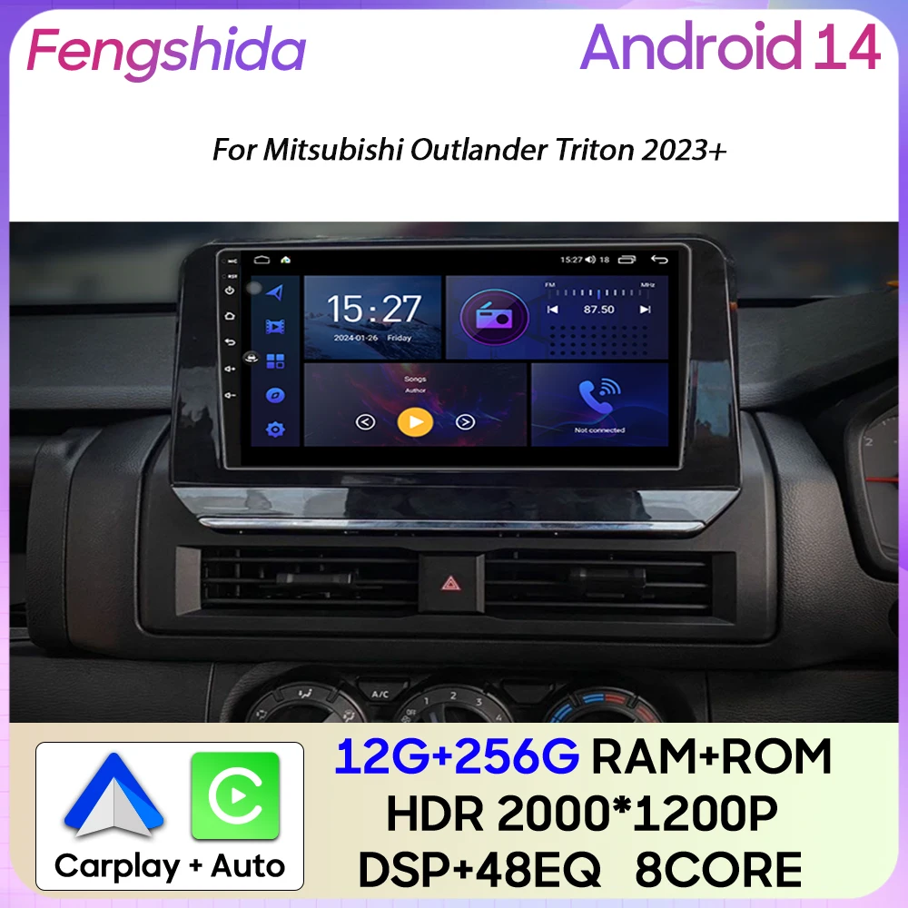For Mitsubishi Outlander Triton 2023+ Autoradio Car Radio Android 13 ...