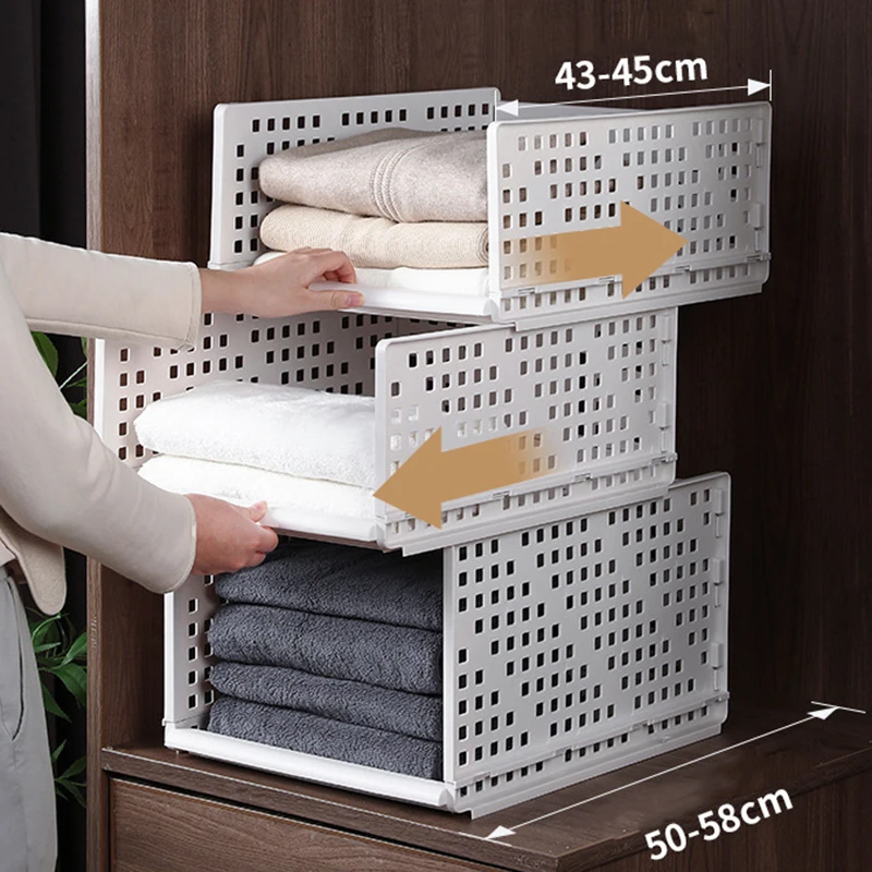 Pl-stico-Dobr-vel-Roupas-Organizadores-caixa-De-Armazenamento-De ...