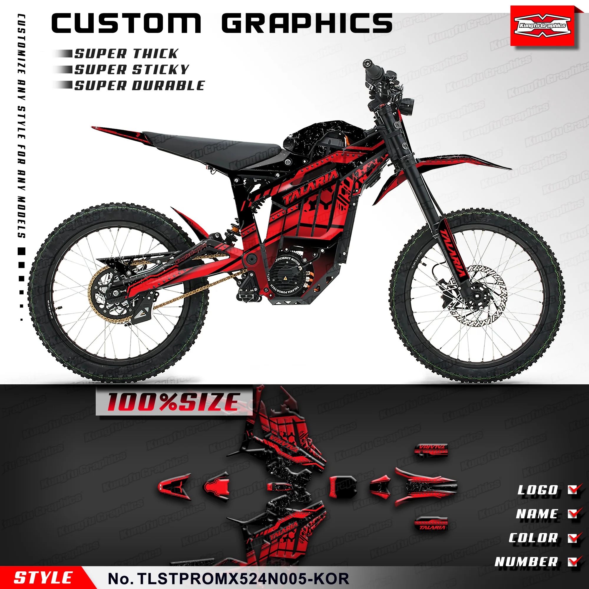 KUNGFU GRAPHICS MX Stickers UV Resistant Laminate for TALARIA STING MX5 ...