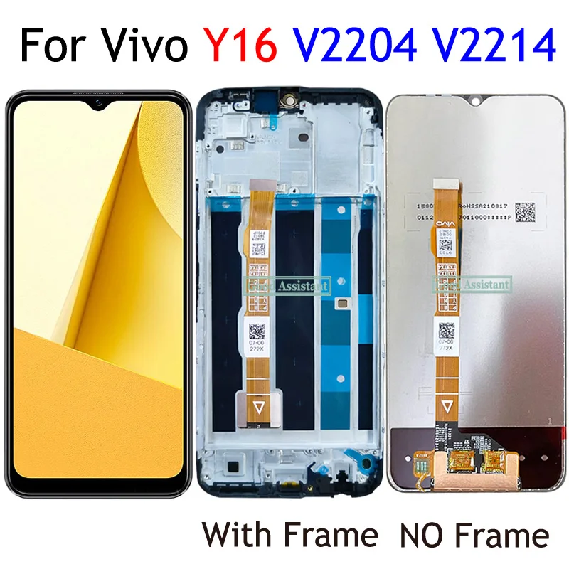 Vivo Y16 V2204 6.51 ekran Digiziter için orijinal siyah dokunmatik LCD ...