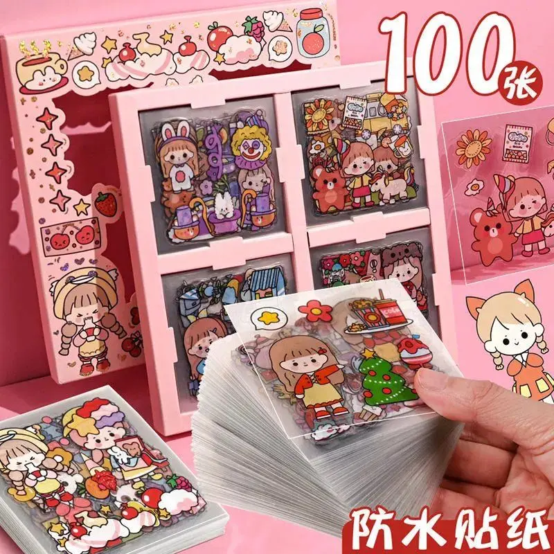 100-Cartoon-Hand-Ledger-Stickers-Gift-Box-And-Paper-Girl-Heart ...