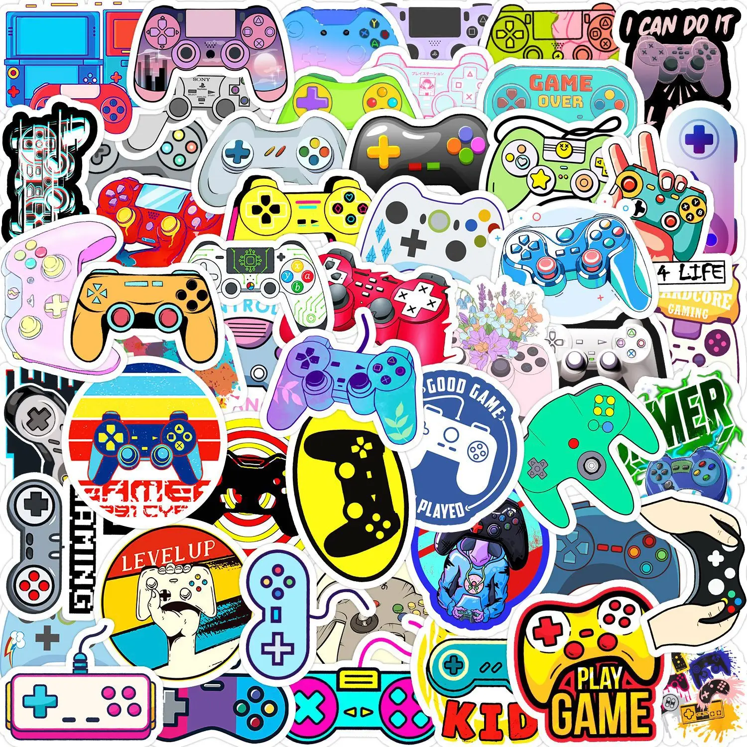50pcs 80s 90s Play Game Gamepad Joystick Sticker Skateboard Suitcase ...