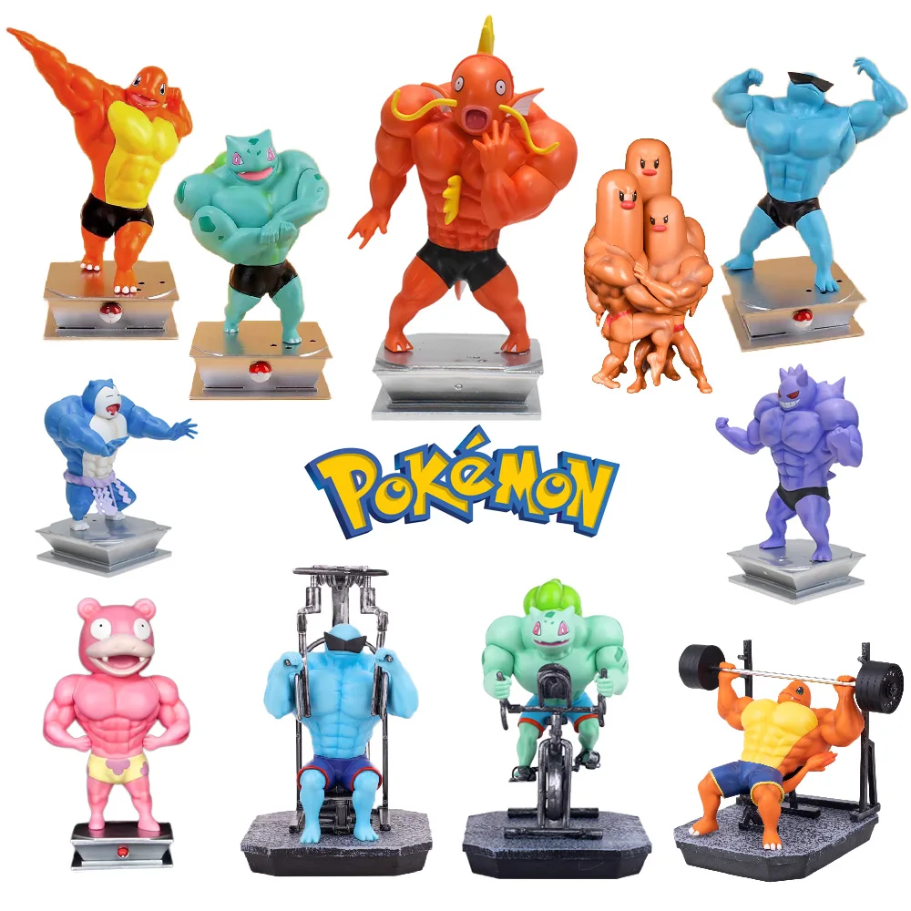 18cm Pokemon Figures GYM Cartoon Fitness Muscle Man Charmander ...