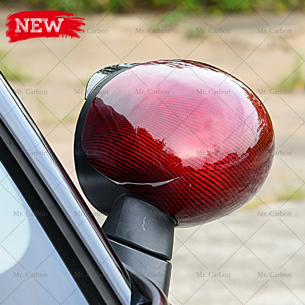 FOR MINI COOPER F55 F56 CARBON FIBER BLACK/RED MIRROR COVER TRIM BODY ...