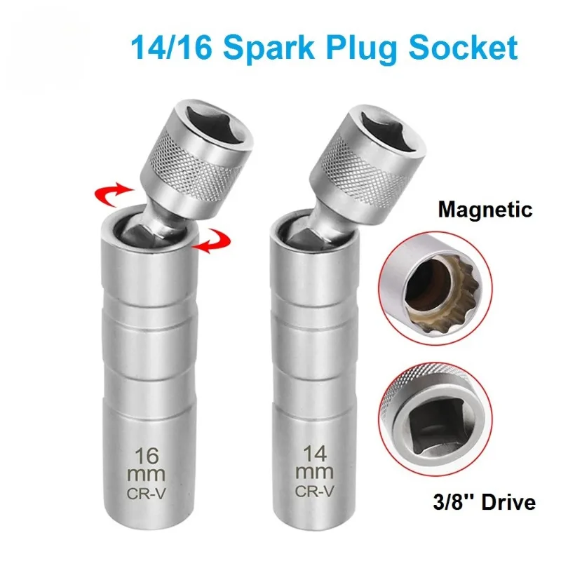 14-16mm-Car-Spark-Plug-Universal-Joint-Socket-Wrench-Magnetic12-Angle ...