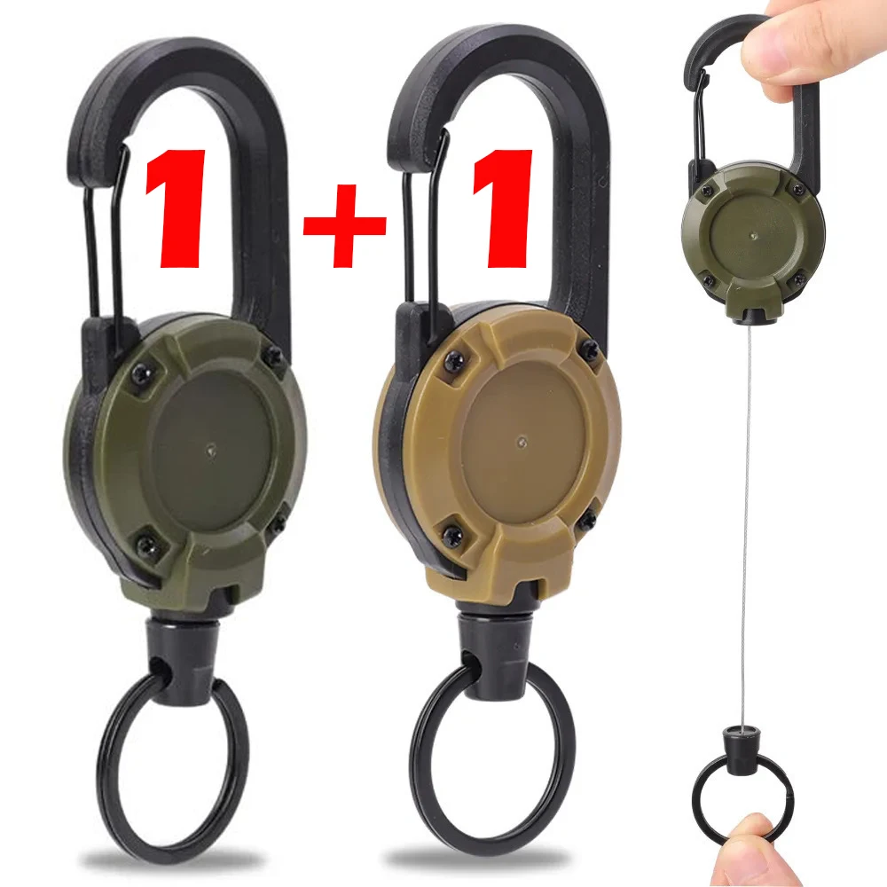1-2pcs-Steel-Wire-Rope-Retractable-Pull-Reel-Carabiner-Key-Chains ...