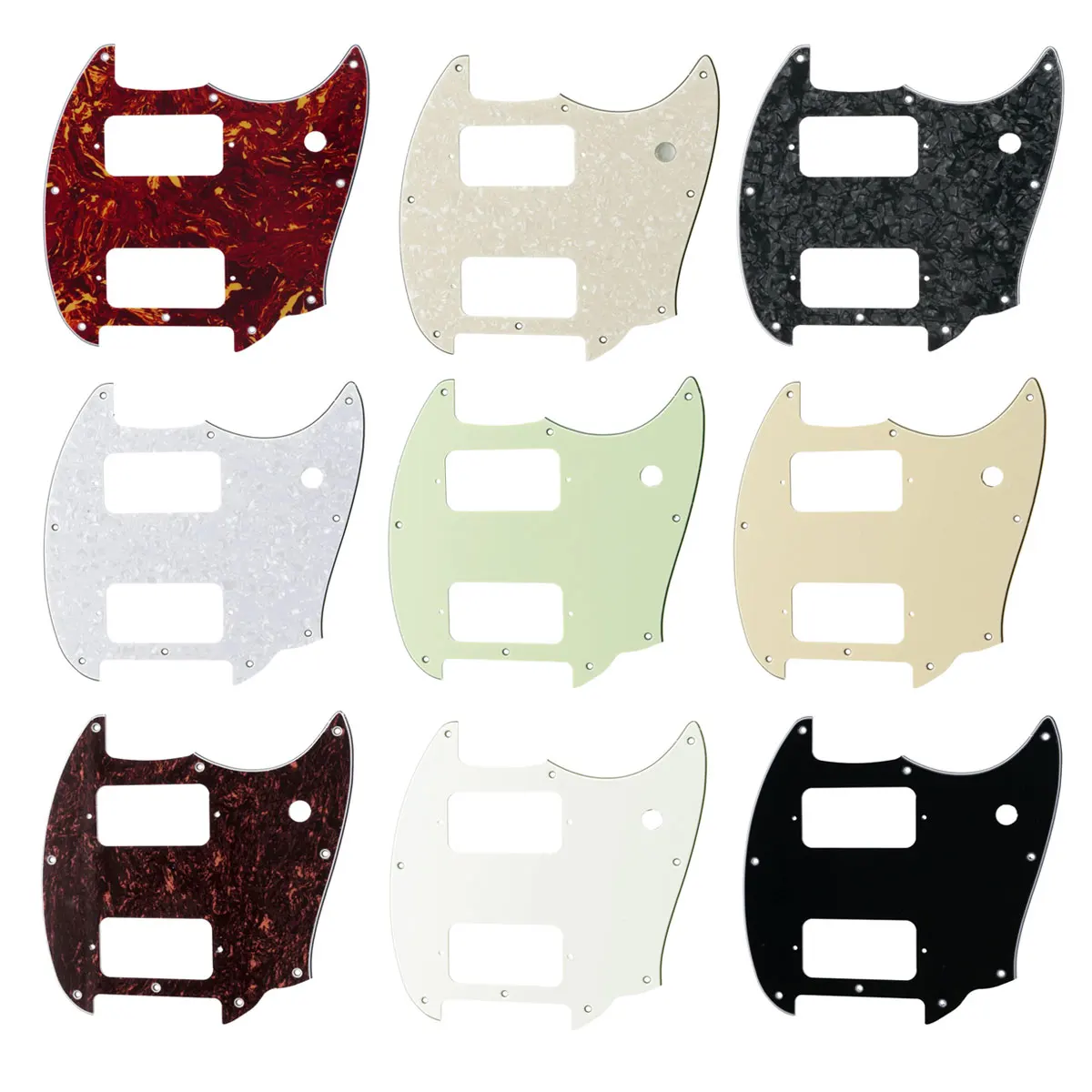 Black-9-Holes-Round-Corner-HH-Guitar-Pickguard-2-Humbuckers-for-Squier ...