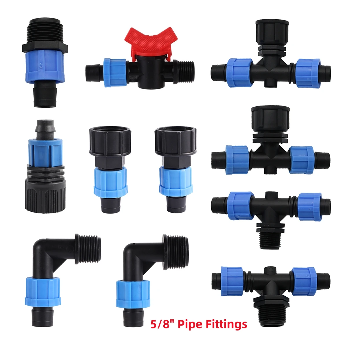 5/8" 16mm Drip Irrigation Tape Connectors 1/2" 3/4" Male/Female Thread ...